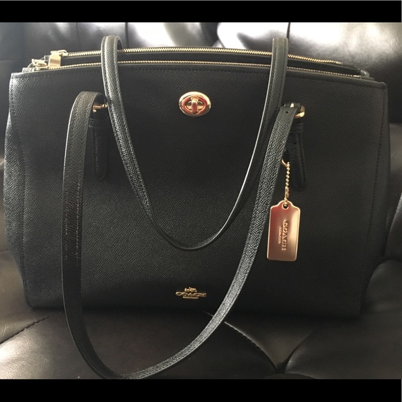 Coach | Bags | Coach Turnlock Carryall Leather Black | Poshmark
